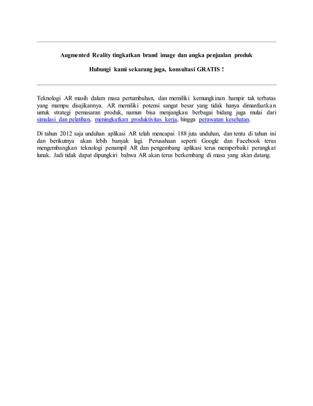 Strategi pemasaran produk efektif dengan teknologi augmented reality | PDF
