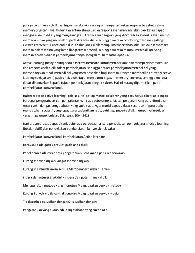 Strategi pembelajaran active learning | DOCX