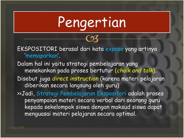 Strategi pembelajaran ekspositori | PPSX