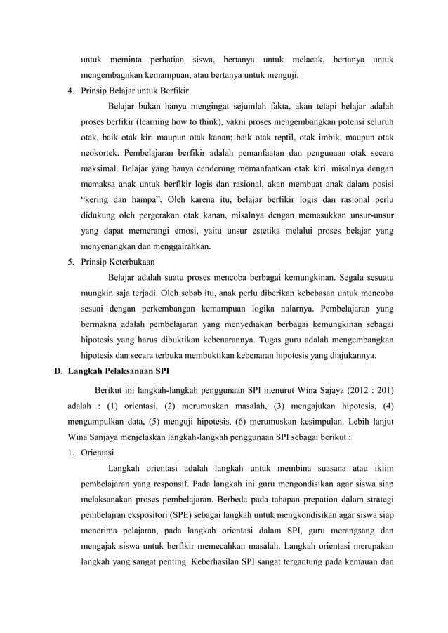 Strategi Pembelajaran Inkuiri (SPI) | PDF