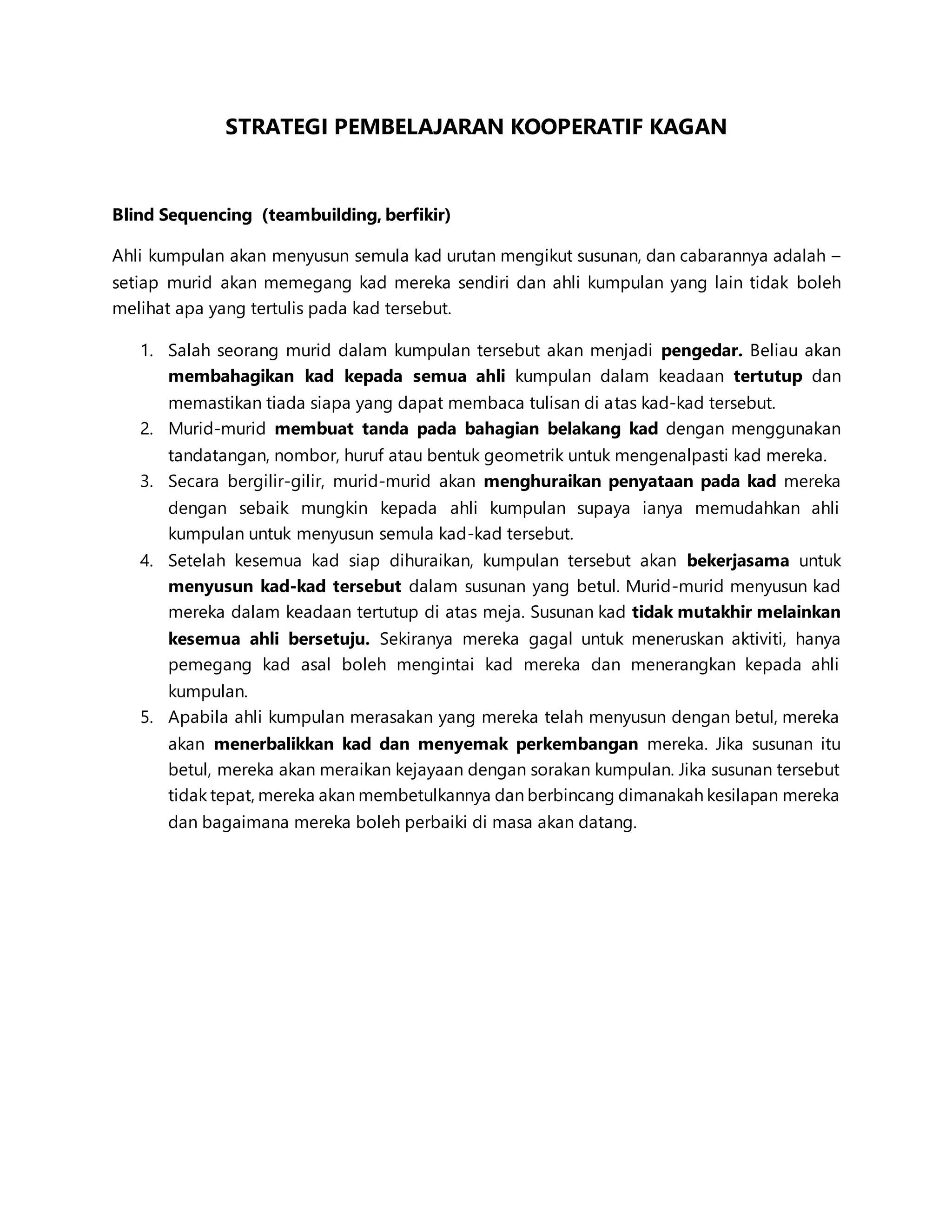 Strategi pembelajaran kooperatif kagan | DOCX