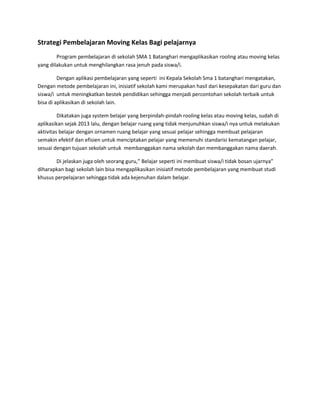 Strategi pembelajaran moving kelas bagi pelajarnya | DOCX