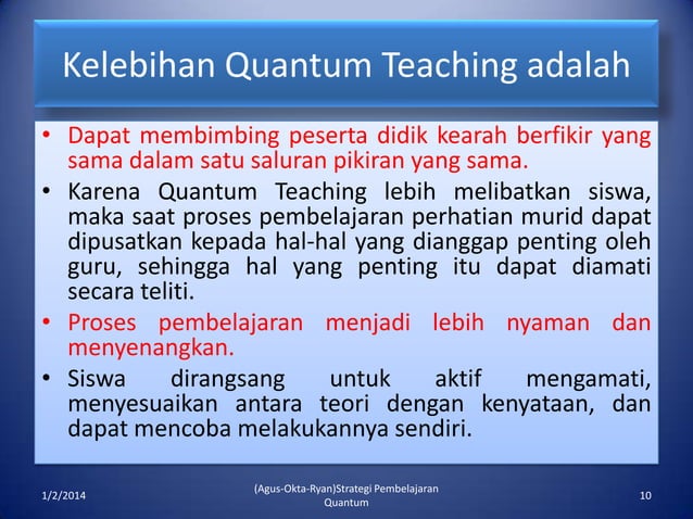 Strategi pembelajaran quantum | PPTX