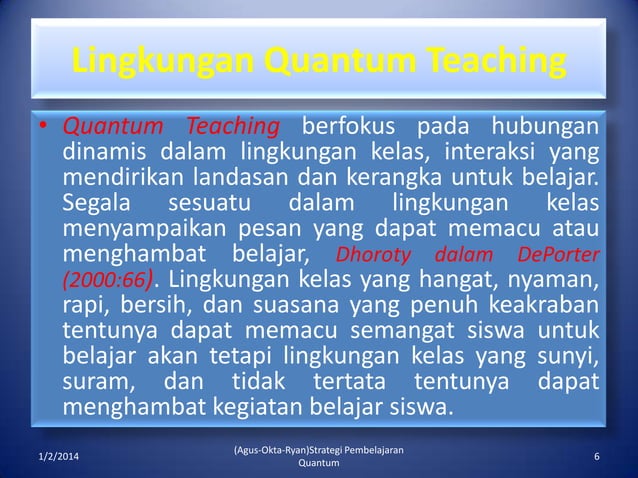 Strategi pembelajaran quantum | PPTX