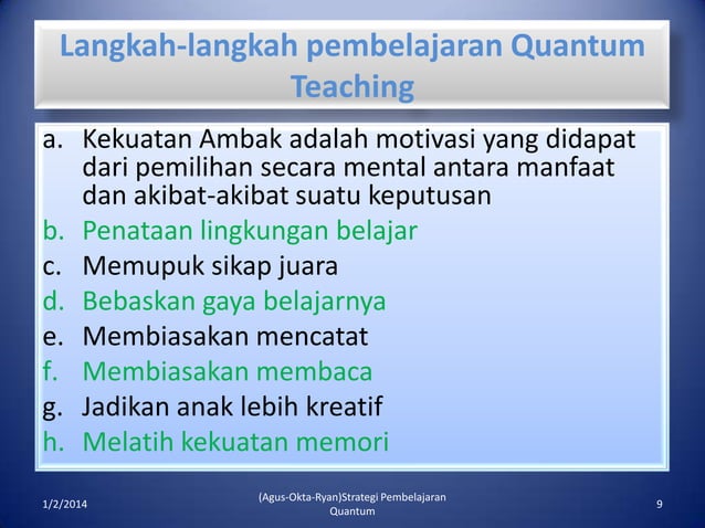 Strategi pembelajaran quantum | PPTX