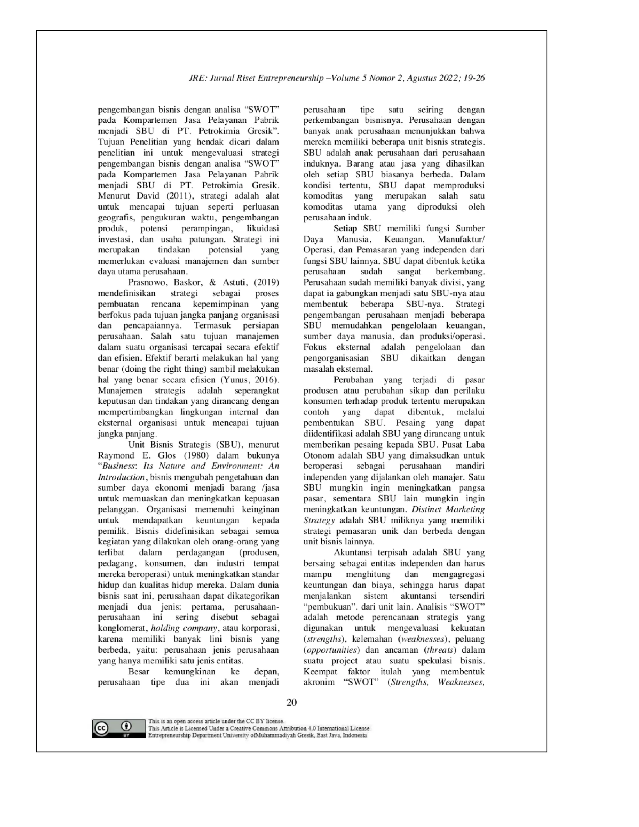 STRATEGI PENGEMBANGAN BISNIS JPP MENJADI SBU PT. PETROKIMIA GRESIK MENGGUNAKAN PERSPEKTIF ...