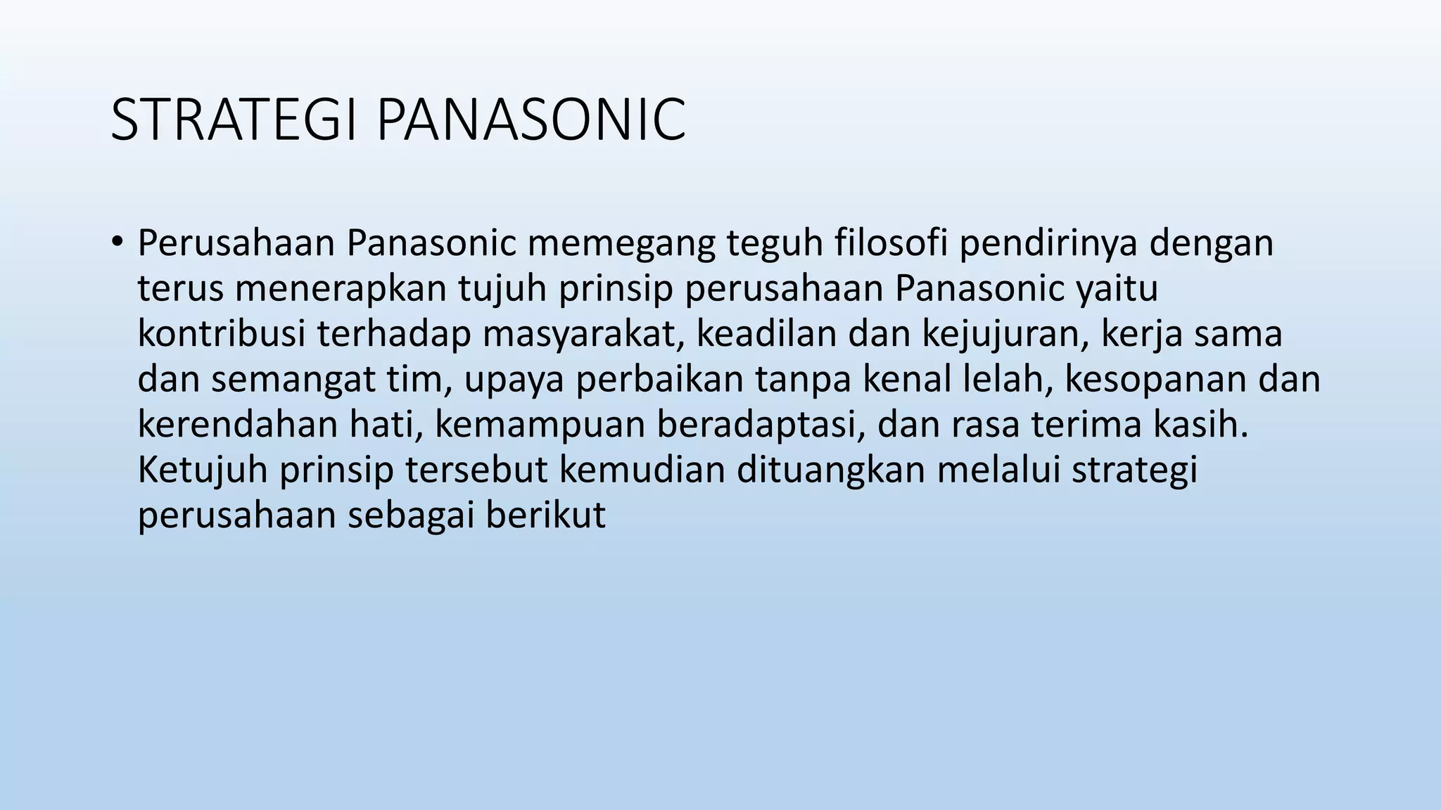 Strategi perusahaan panasonic | PPTX