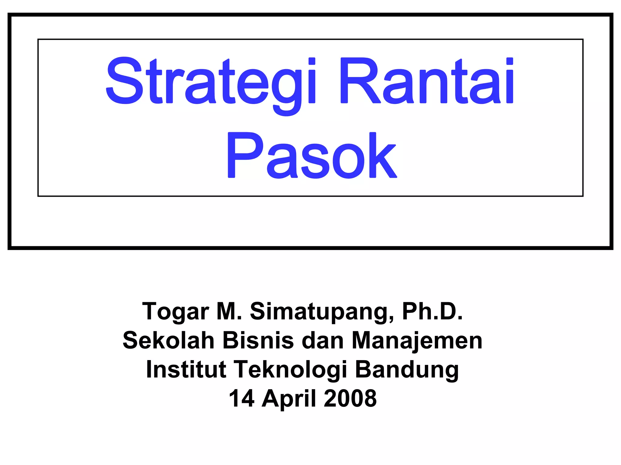 Strategi Rantai Pasok | PDF