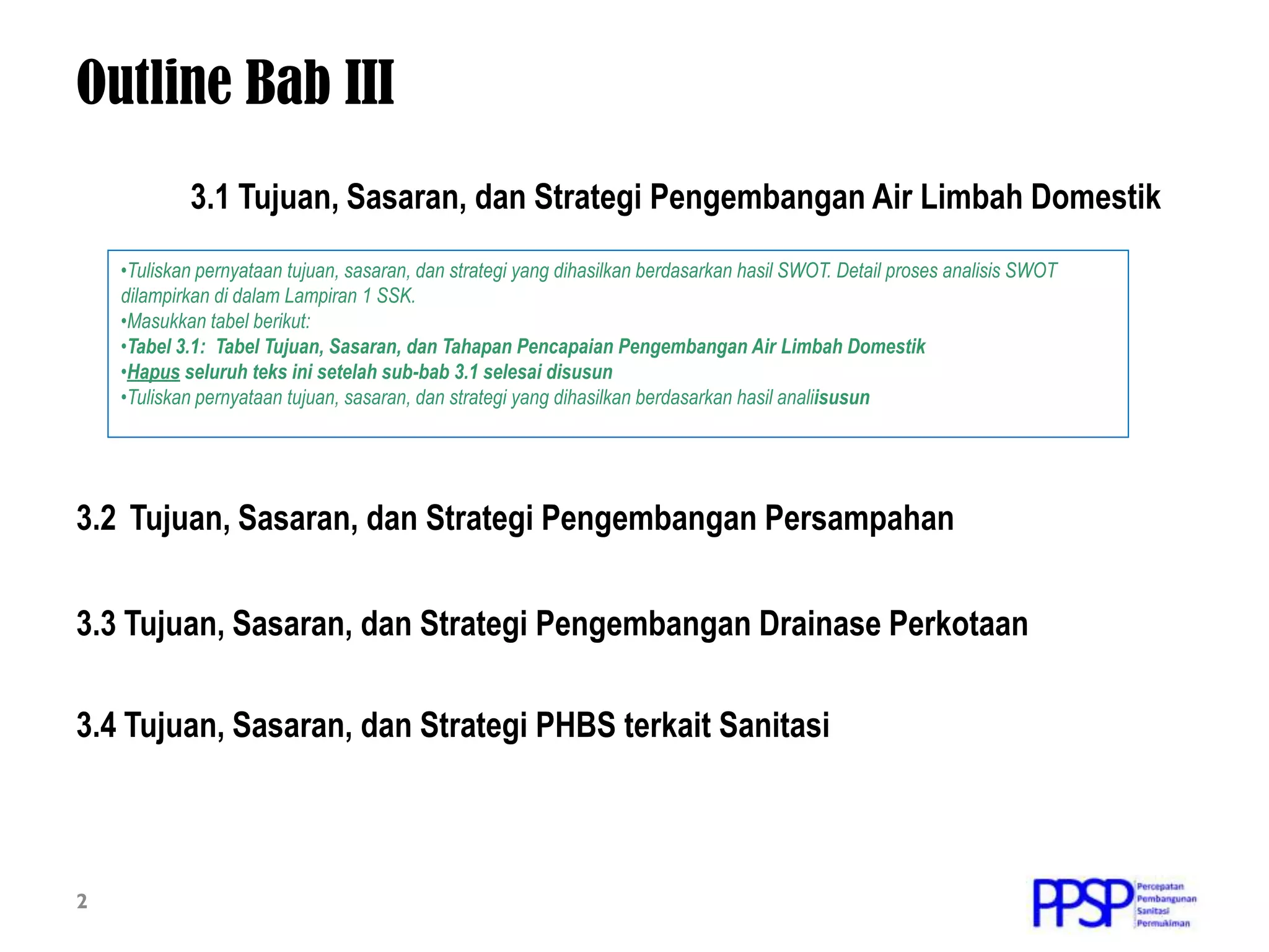 Strategi Sanitasi - 3-1 Penetapan Tujuan dan Sasaran | PDF