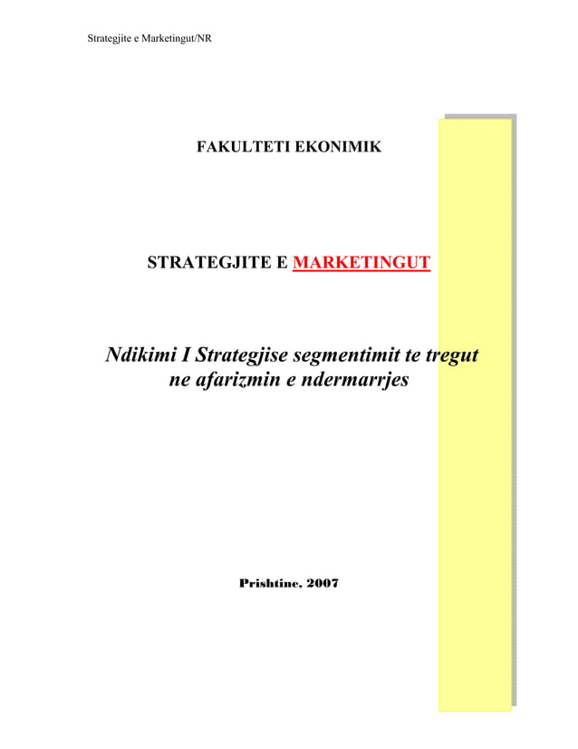 Strategjite segmentimi i tregut | PDF