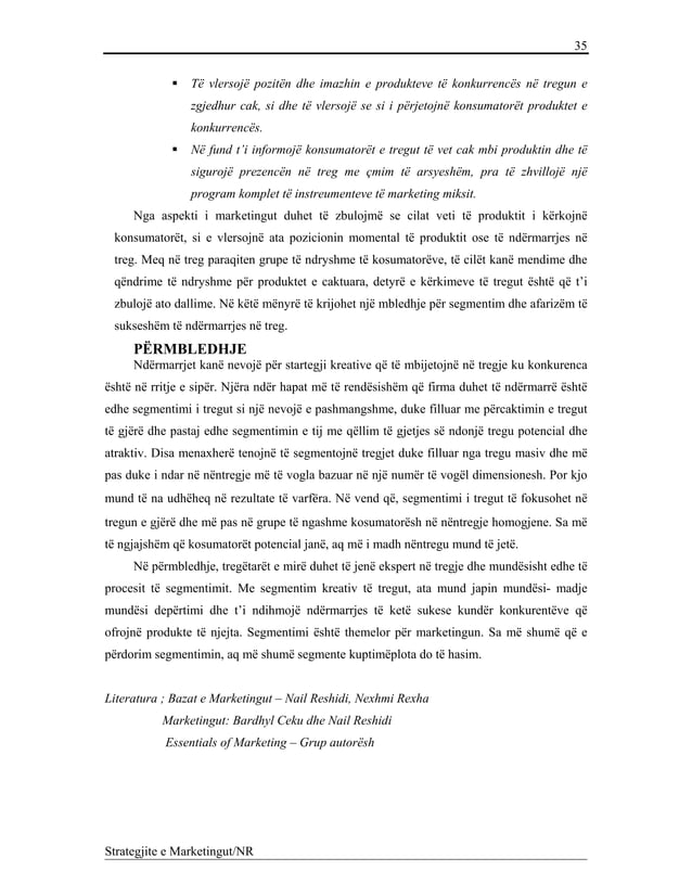 Strategjite segmentimi i tregut | PDF