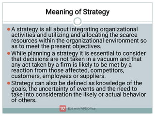 Strategy meaning ,features and objectives | PDF | Business ...