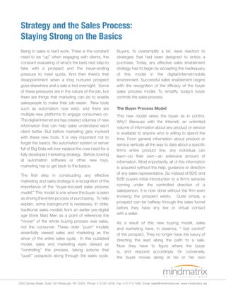 Strategy and the sales process:Staying strong on the basics | PDF