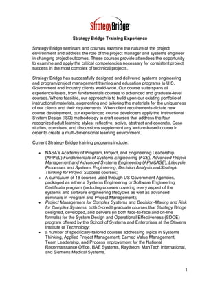 Strategy Bridge Training Experience | DOCX