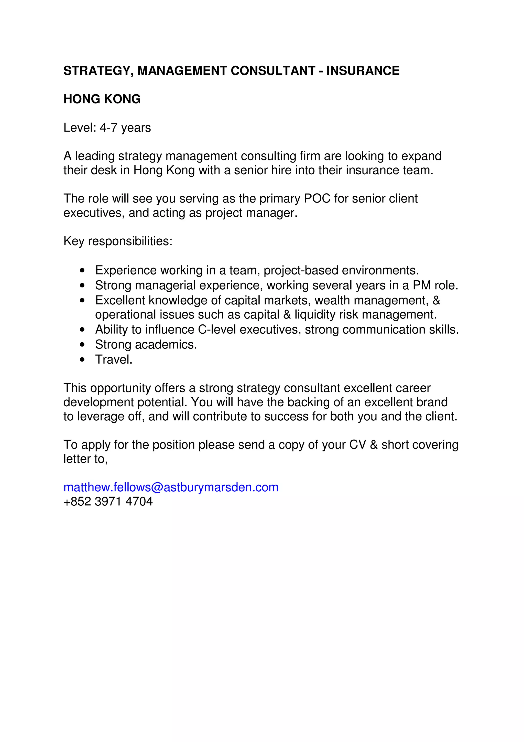 Strategy Consultant Insurance | PDF