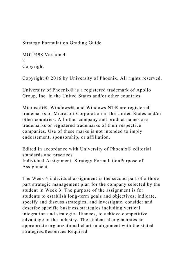 Strategy Formulation Grading GuideMGT498 Version 42Copy.docx