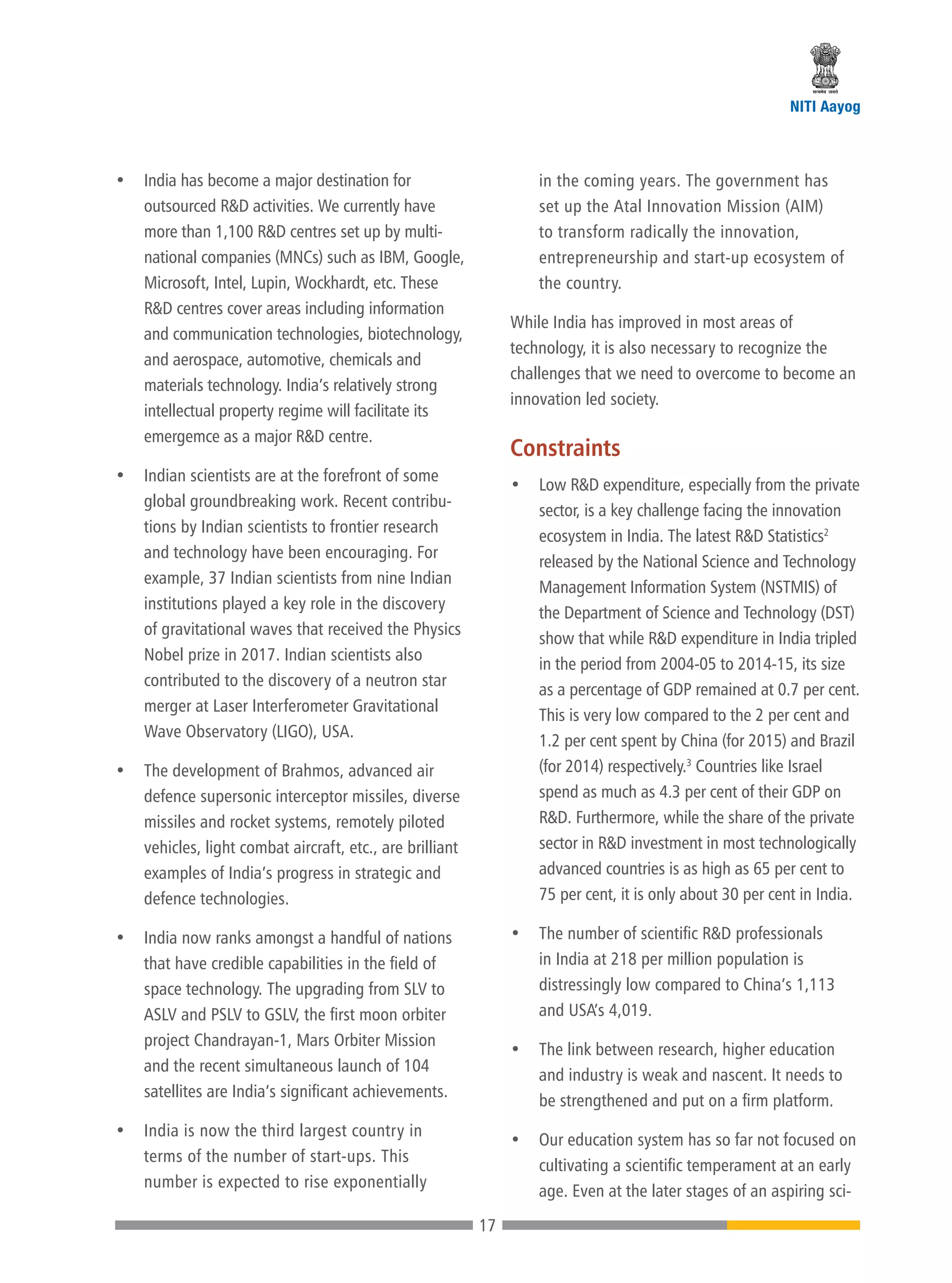 India at 75: Strategy for New India- Niti Aayog | PDF