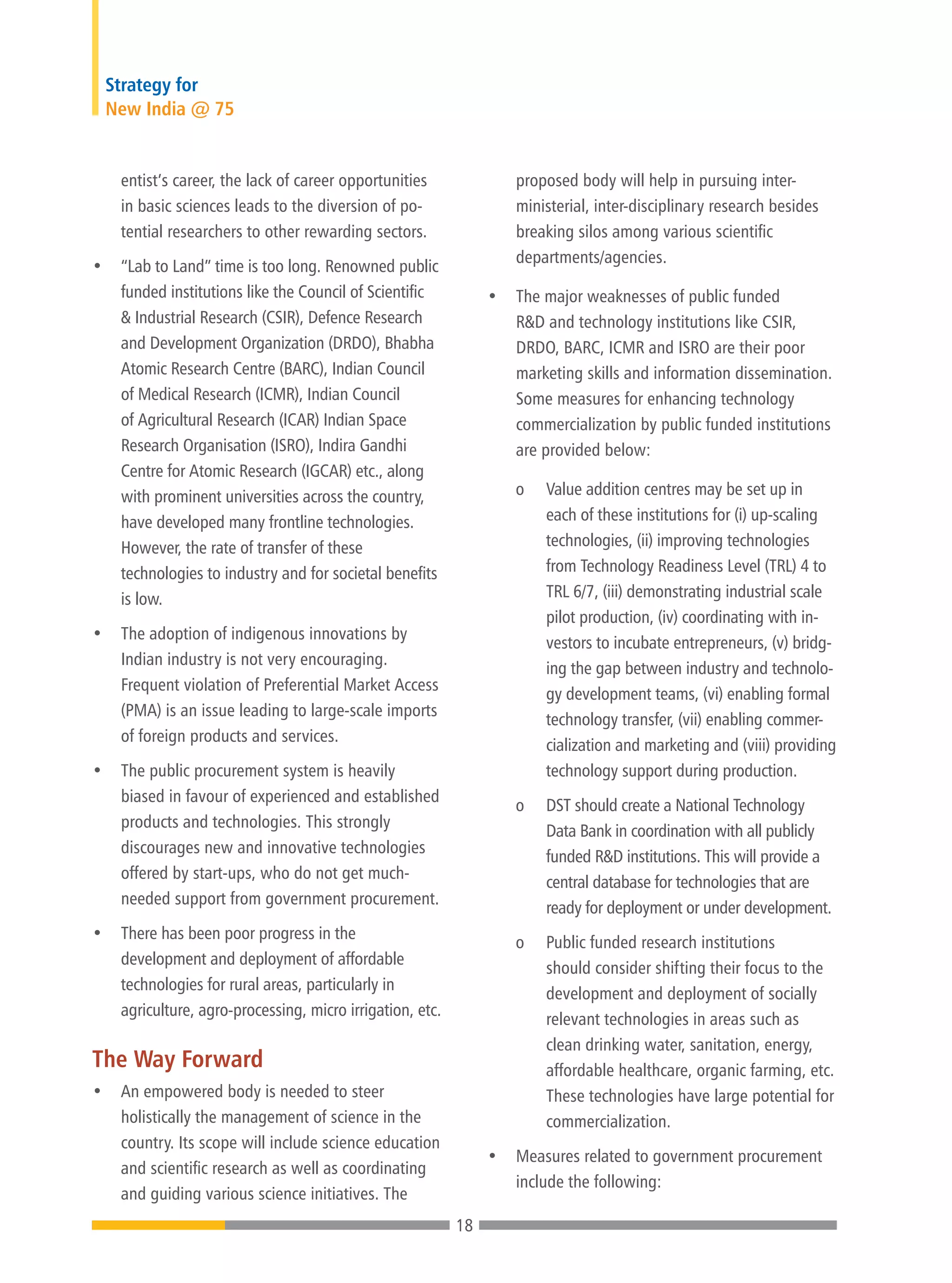 India at 75: Strategy for New India- Niti Aayog | PDF