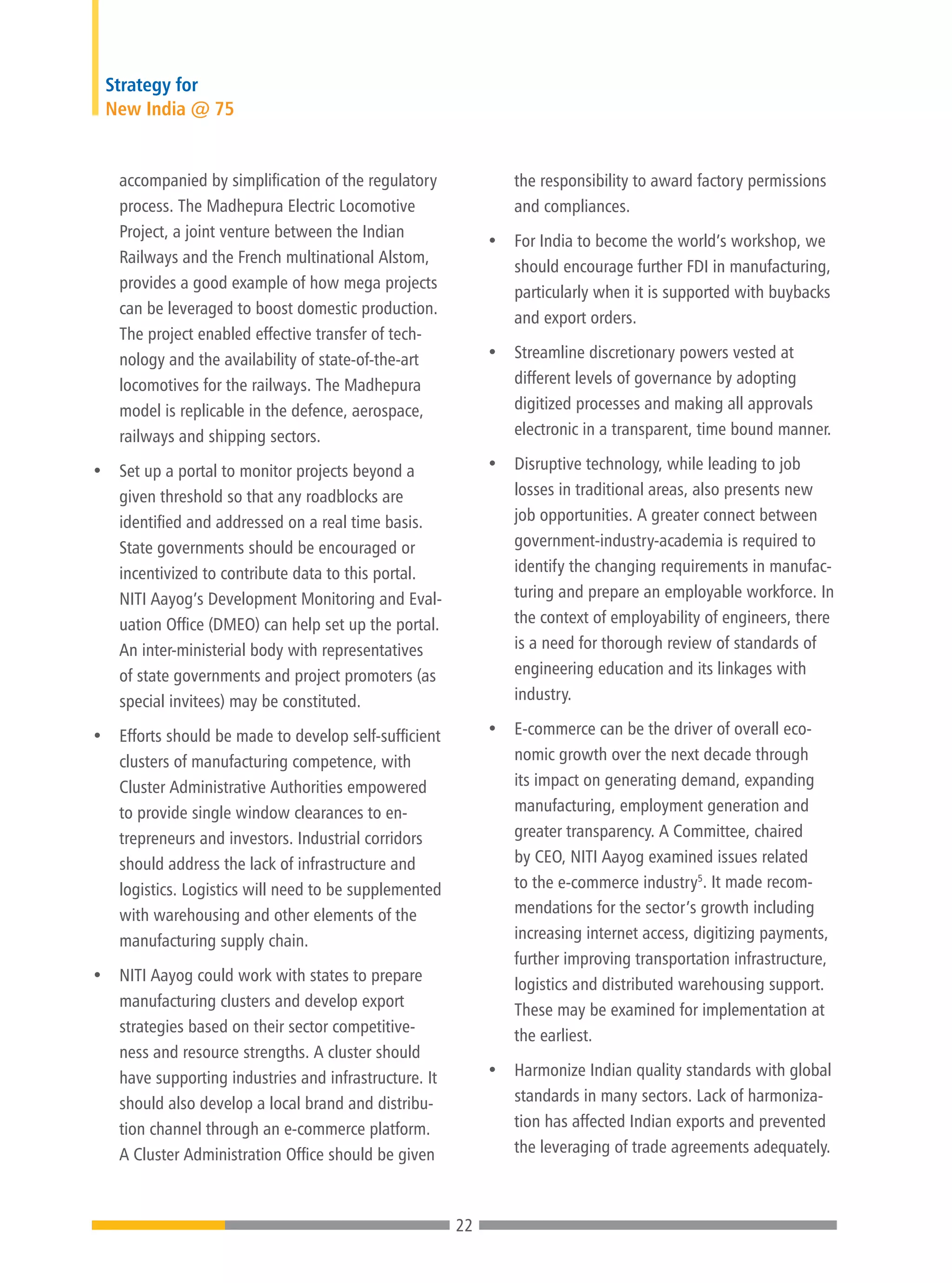 India at 75: Strategy for New India- Niti Aayog | PDF
