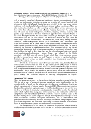 Strategy for reducing unemployment in nigeria the role of informal ...