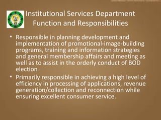 Strategy Implementation for Institutional Services Department of ...