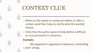 Strategy in unlocking unfamiliar words | PPTX