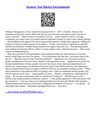 Strategy Non Market Environments | PDF