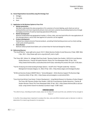 Ansoff Matrix Analysis - Yolanda Williams | DOCX
