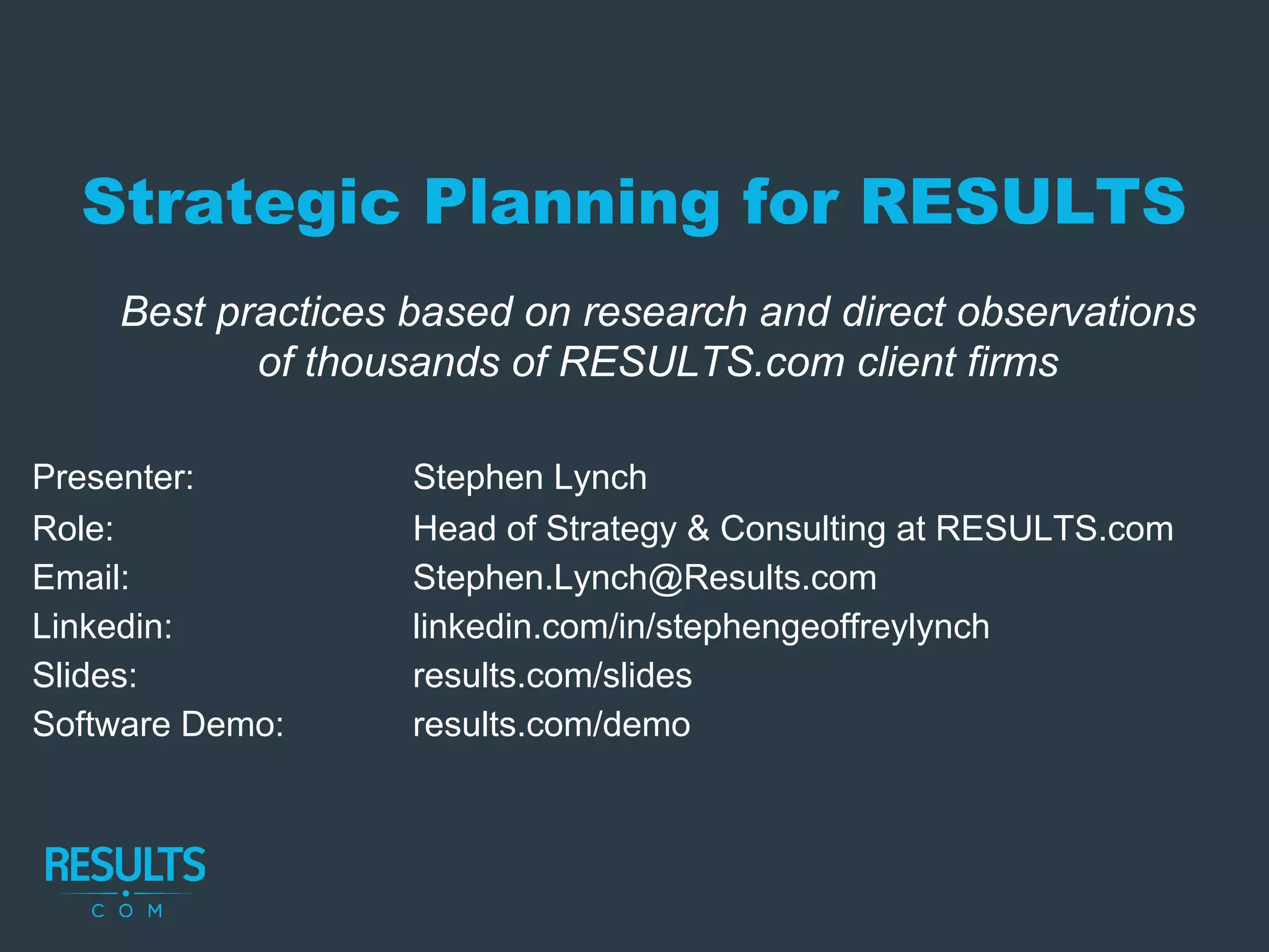 Strategic Planning for RESULTS | PDF