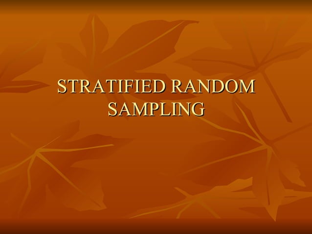 Stratified Random Sampling | PPT | Physics | Science