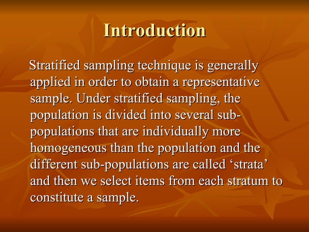 Stratified Random Sampling | PPT | Physics | Science