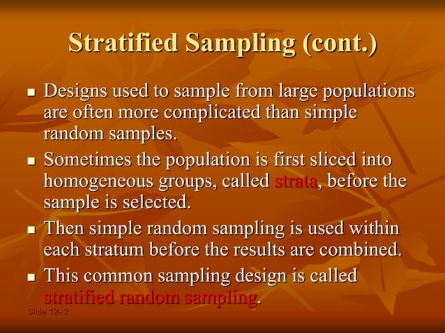 Stratified sampling | PPTX | Science