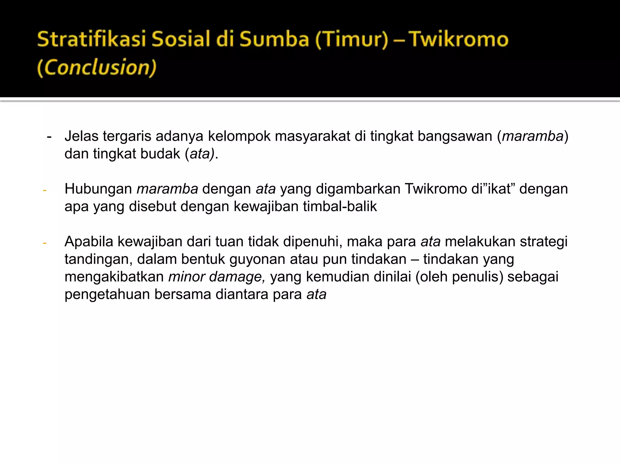 Stratifikasi Sosial di Sumba (Hoskins dan Twikromo) | PPTX