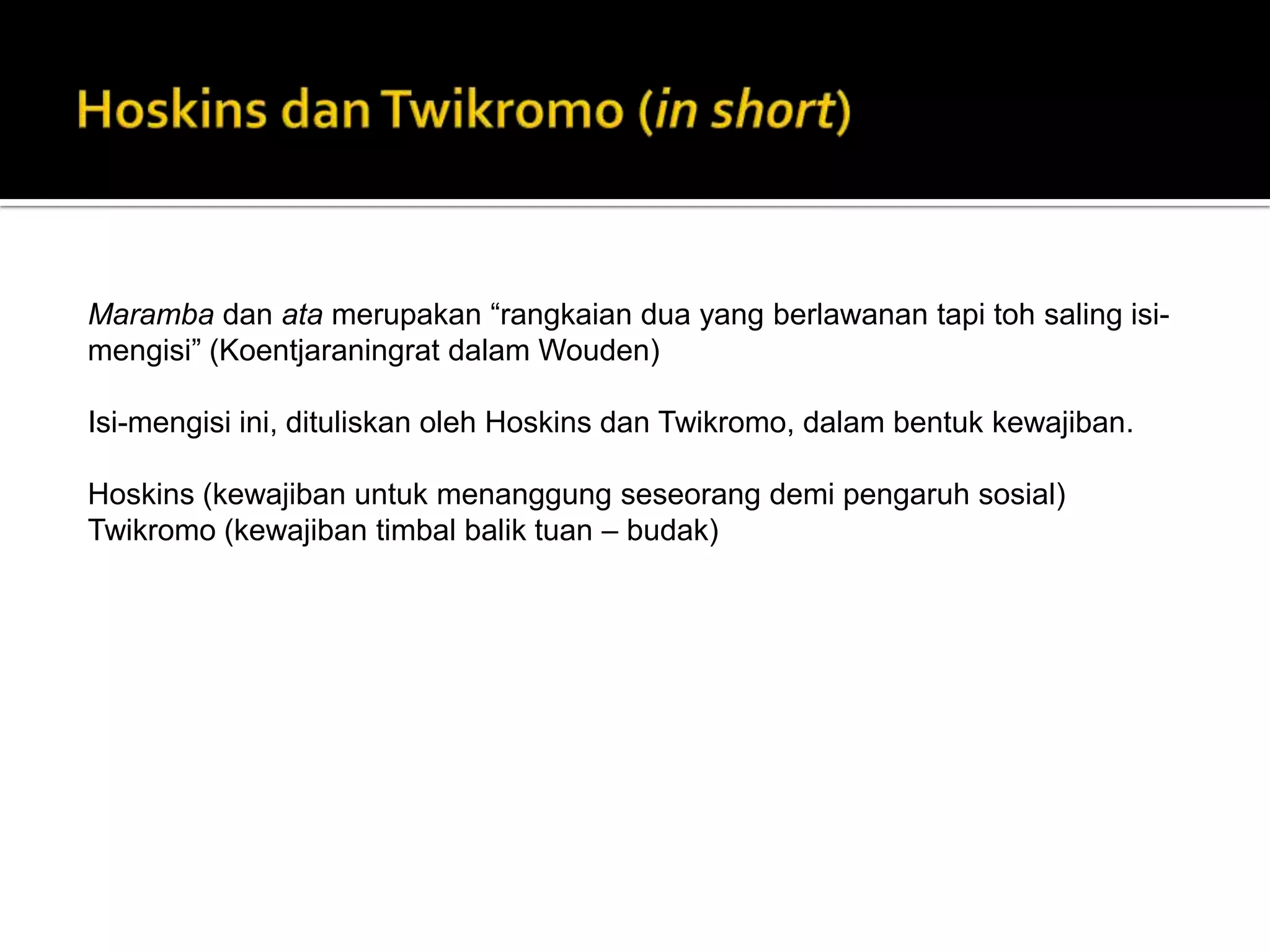 Stratifikasi Sosial di Sumba (Hoskins dan Twikromo) | PPTX
