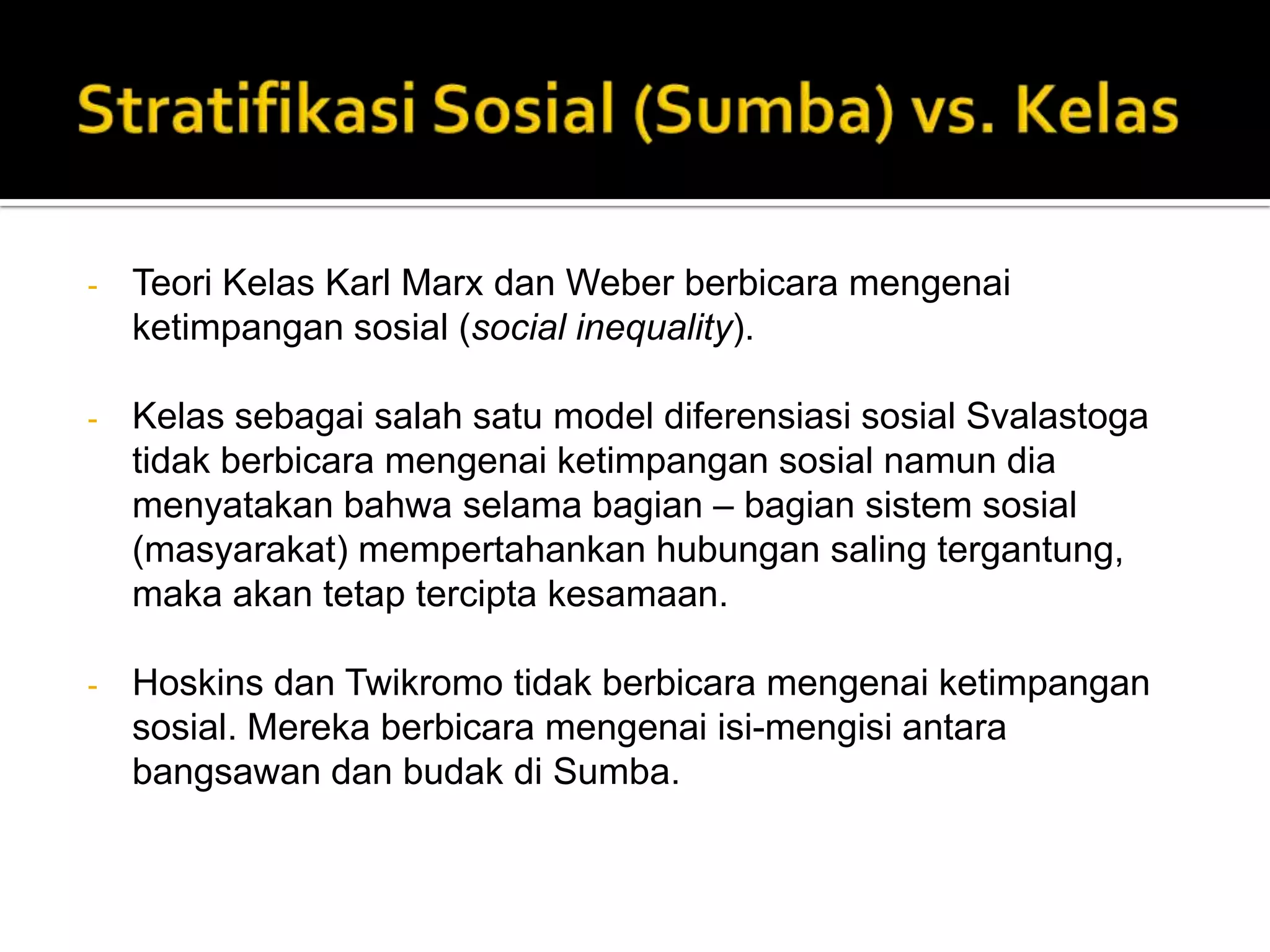 Stratifikasi Sosial di Sumba (Hoskins dan Twikromo) | PPTX