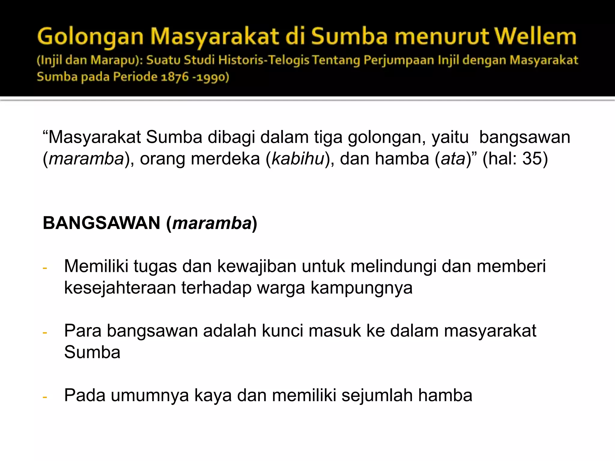 Stratifikasi Sosial di Sumba (Hoskins dan Twikromo) | PPTX