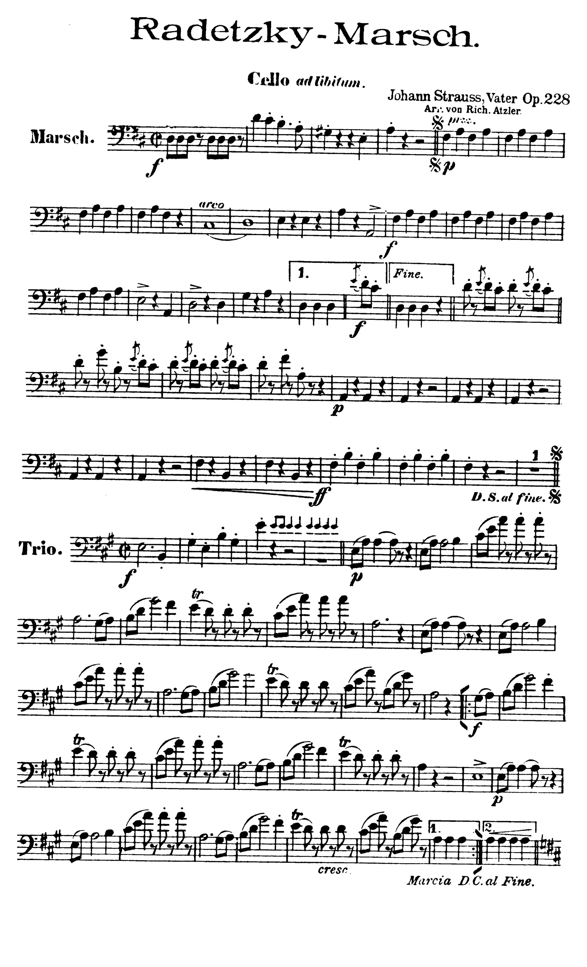 Strauss radetzky march - cello | PDF