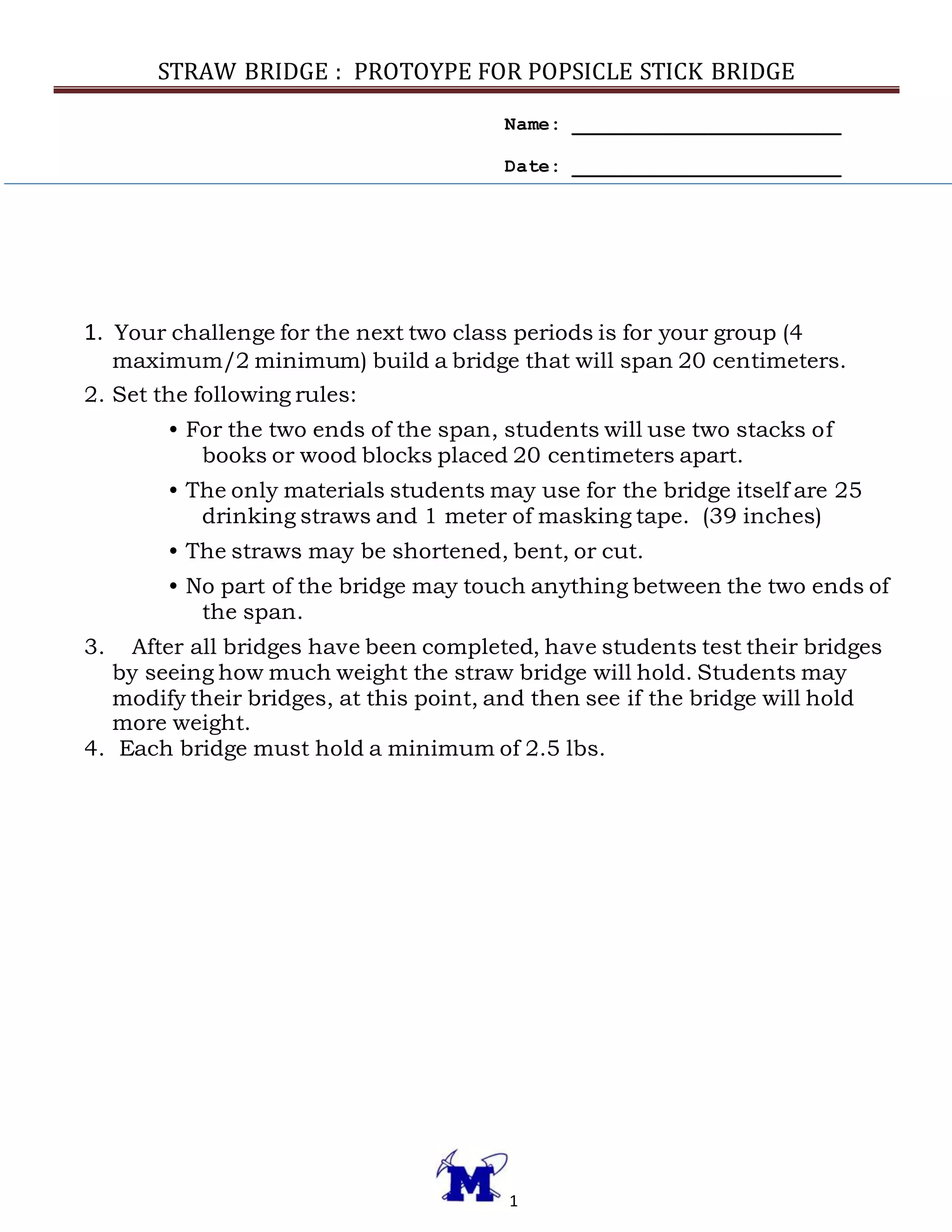 Straw bridge instructions 2016 | DOCX