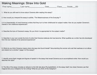 Straw to Gold | PDF