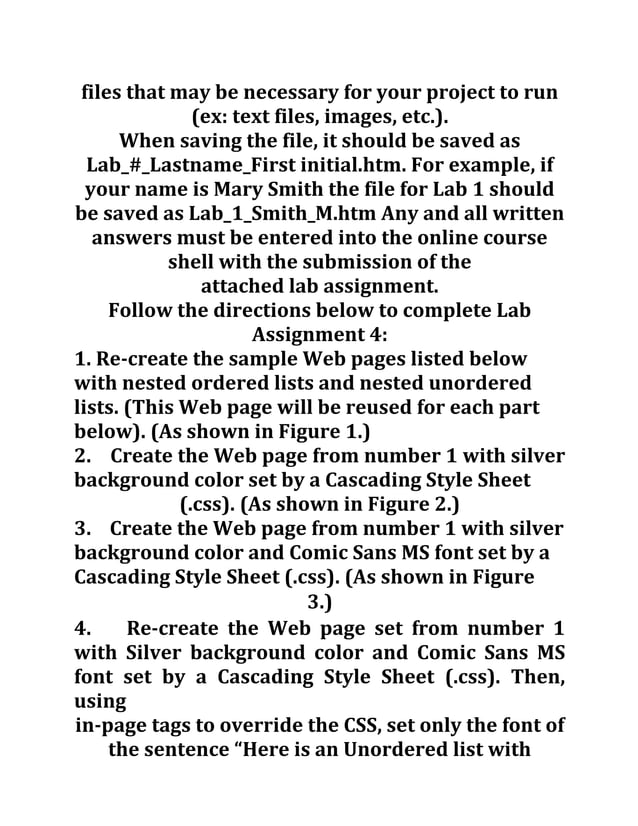 Strayer Cis 273 Week 3 Lab Assignment 4 Nested Lists And Cascading Style Sheets New Pdf 5139