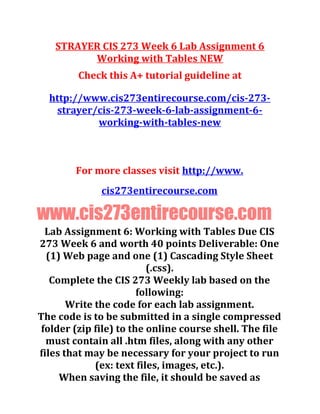Strayer cis-273-week-6-lab-assignment-6-working-with-tables-new | PDF