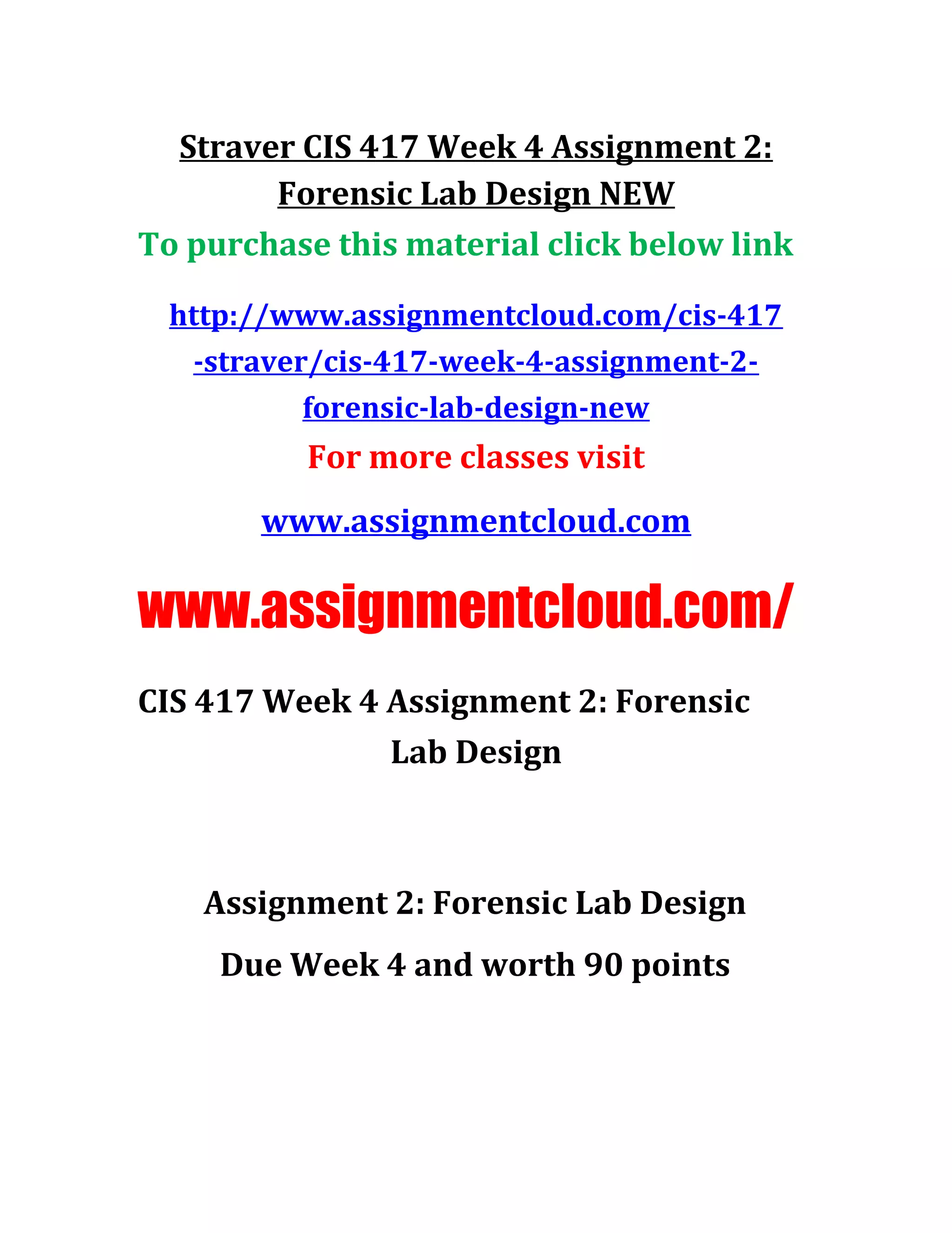 Strayer Cis 417 Week 4 Assignment 2 Pdf