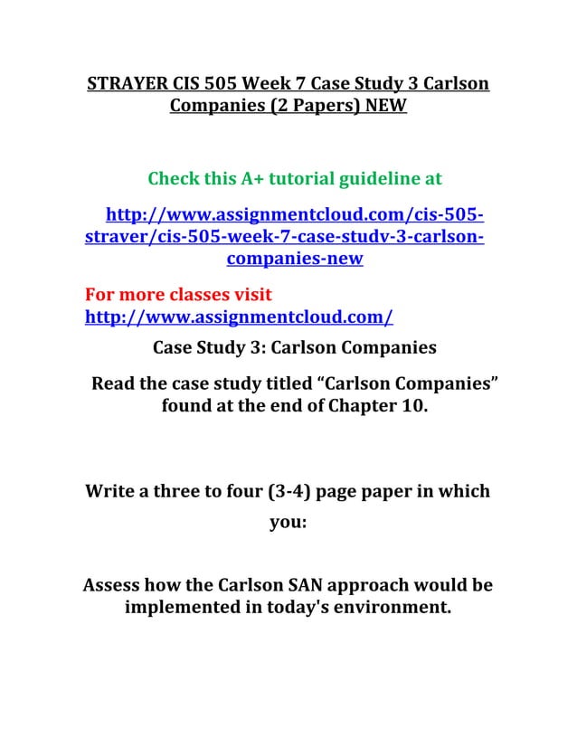 Strayer cis-505-week-7-case-study-3-carlson-companies | PDF