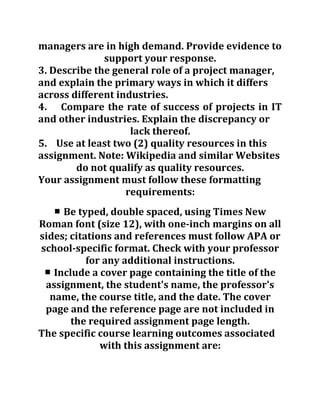 Strayer cis-517-week-2-assignment-1-the-role-of-project-managers | PDF