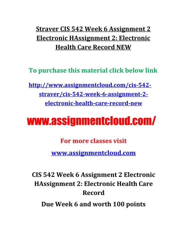 Strayer cis-542-week-6-assignment-2-electronic-h assignment-2 | PPT | Healthcare Industry ...
