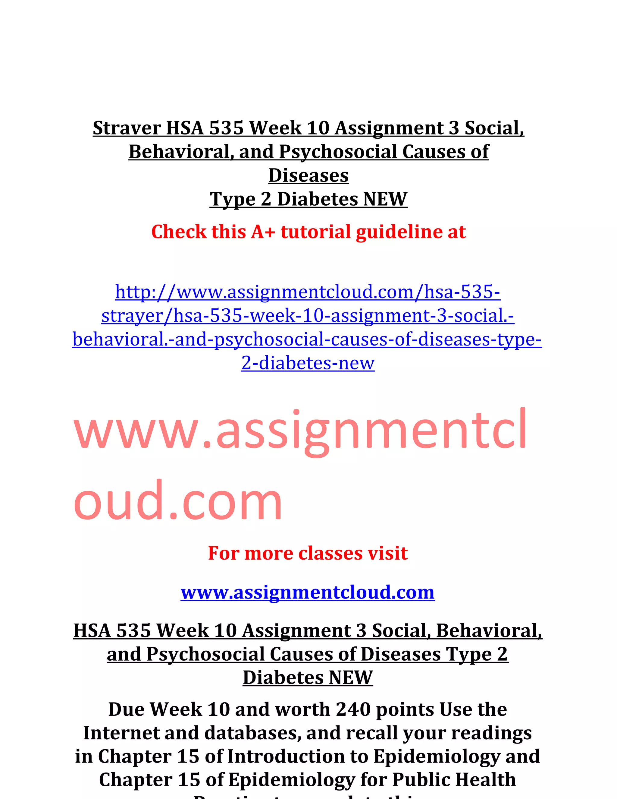 Strayer hsa-535-week-10-assignment-3-social | PDF