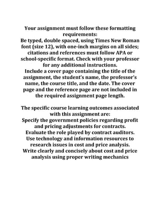 Strayer bus 315 week 10 assignment 5 federal contracting activities and contract types 2 papers ...
