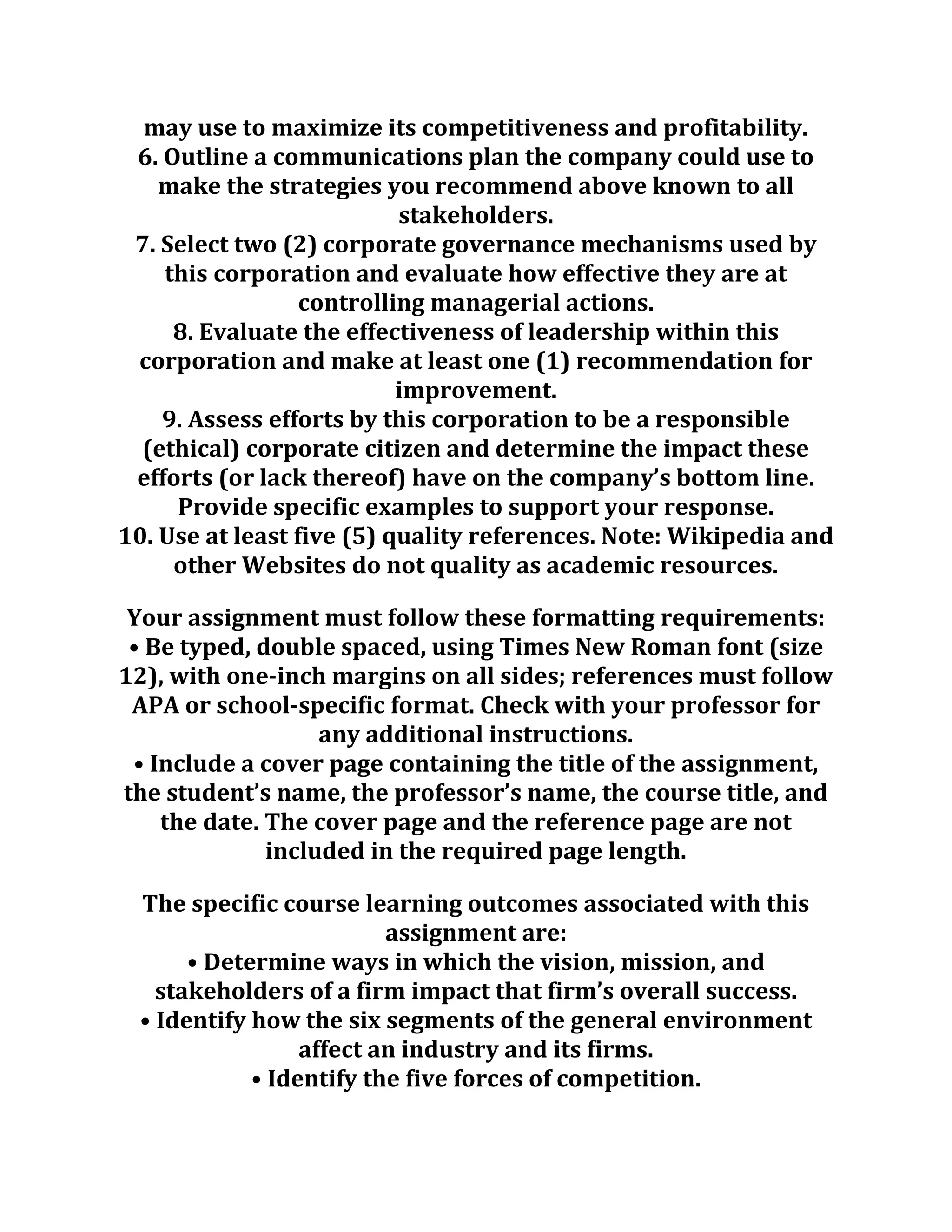 Strayer bus 499 week 10 assignment 5 capstone new | DOC