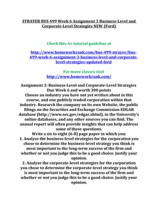 Strayer bus 499 week 6 assignment 3 business6 | DOC