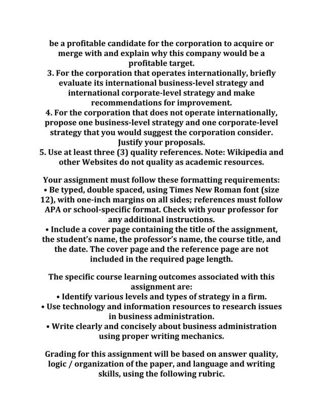 Strayer bus 499 week 8 assignment 4 merger | PDF